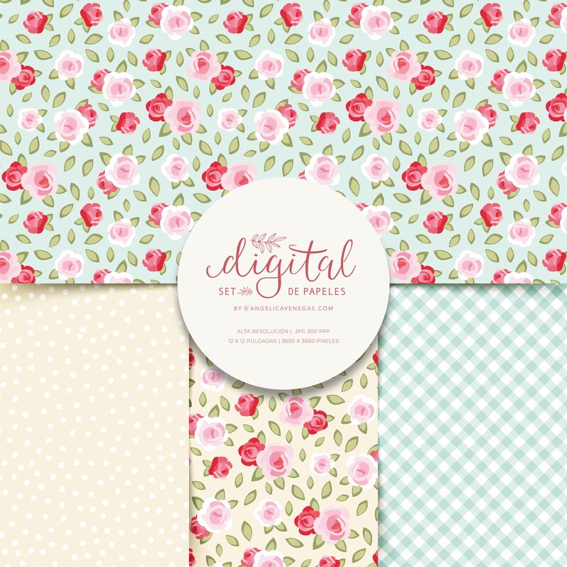 Floral Digital Paper - Etsy