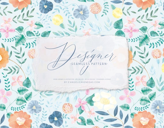 Wildflower Floral Digital Paper Hand Drawn Delicate Seamless - Etsy