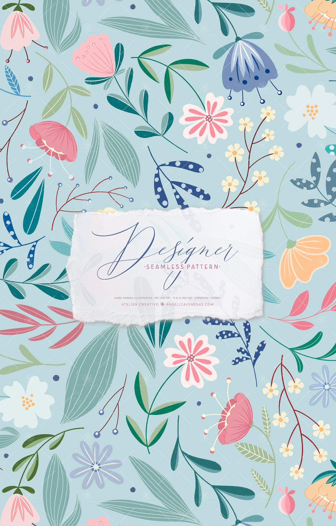 Feminine Floral Hand Drawn Pattern, Seamless Pattern, Textil Design ...