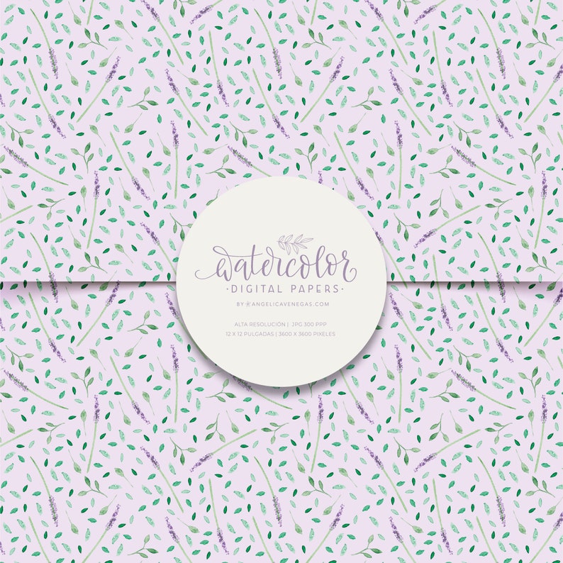 Lavender and Poppy Watercolor Digital Papers, Lilac Paper Pack ...