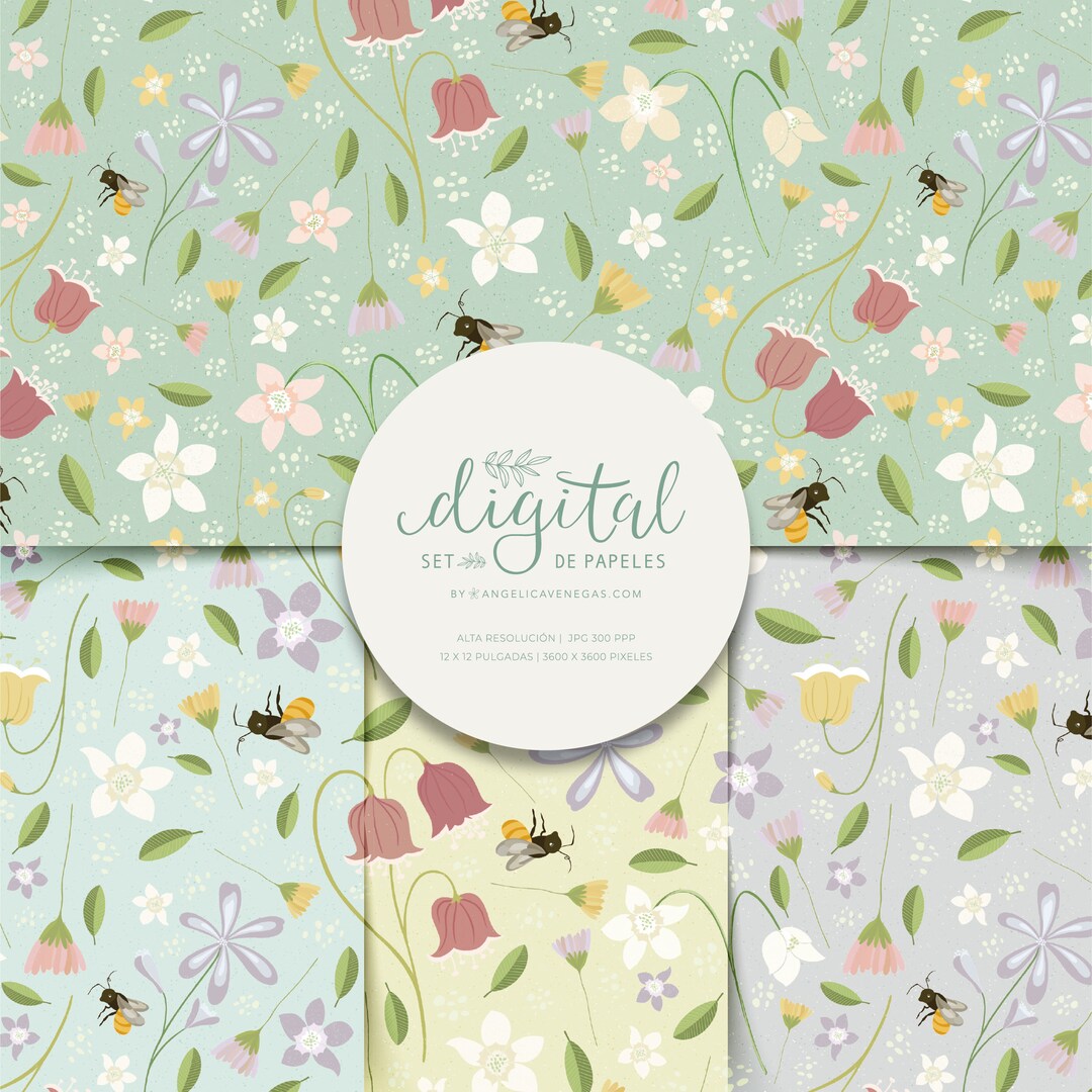 Honey Bee Wildflower Digital Papers: Spring Patterns (JPEG) - Etsy