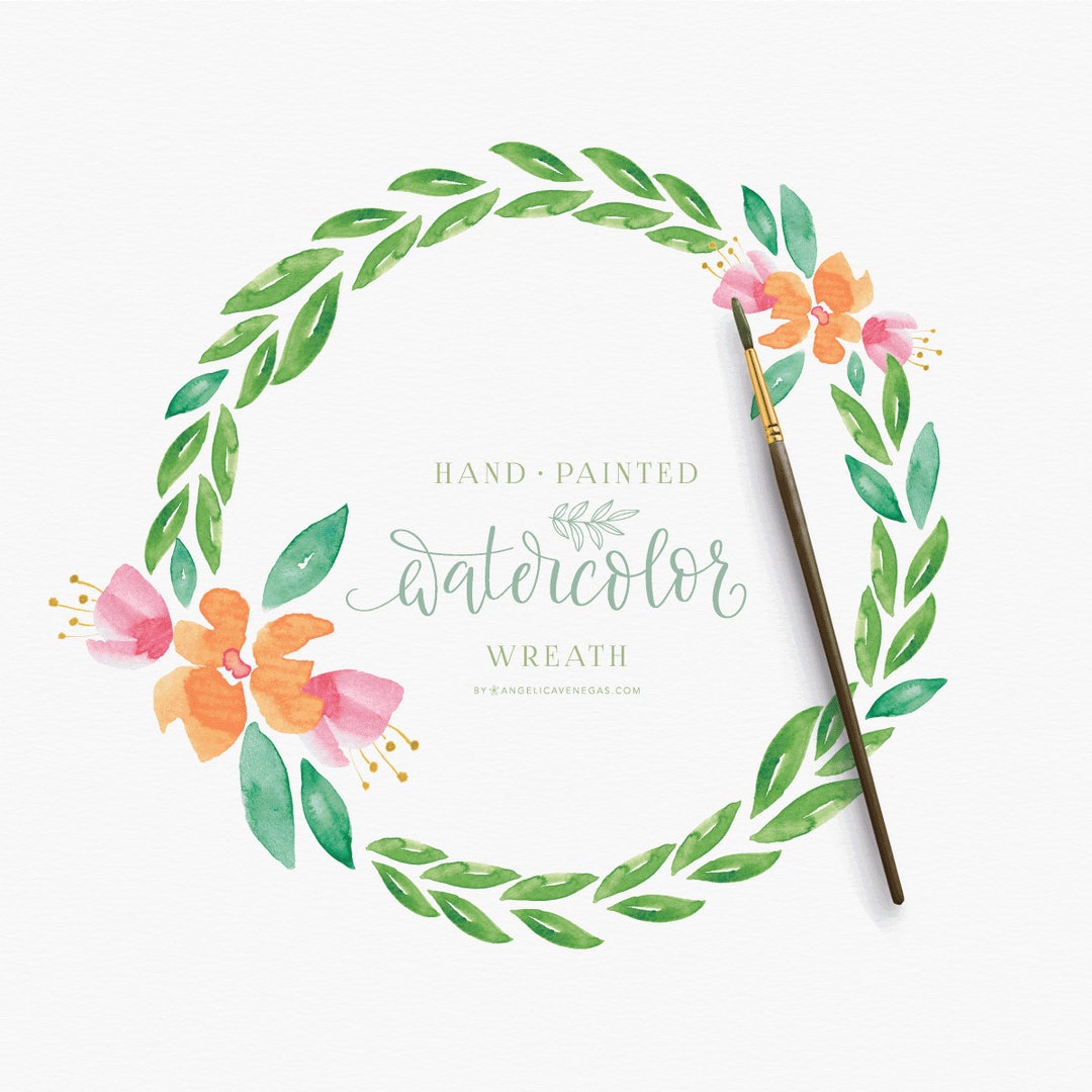 Watercolor Wreath, Clip Art, Flower Clipart, Cheerful Watercolor ...