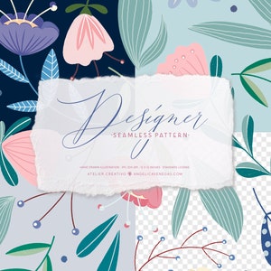 Feminine Floral Hand Drawn Pattern Seamless Pattern Textil | Etsy