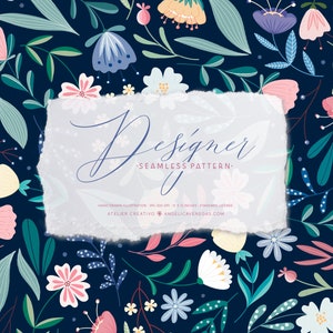 Feminine Floral Hand Drawn Pattern Seamless Pattern Textil | Etsy