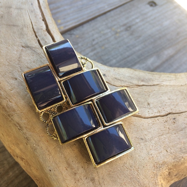Navy Blue Brooch - Etsy