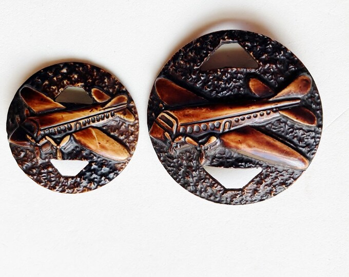 Two Plastic Airplane Buttons With Cut Outs, Plastic Shanks, 2 Sizes ...