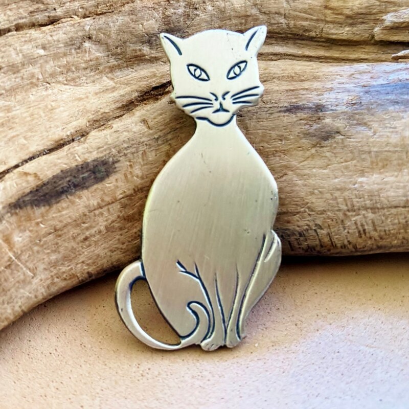 Sterling Cat Pin - Etsy