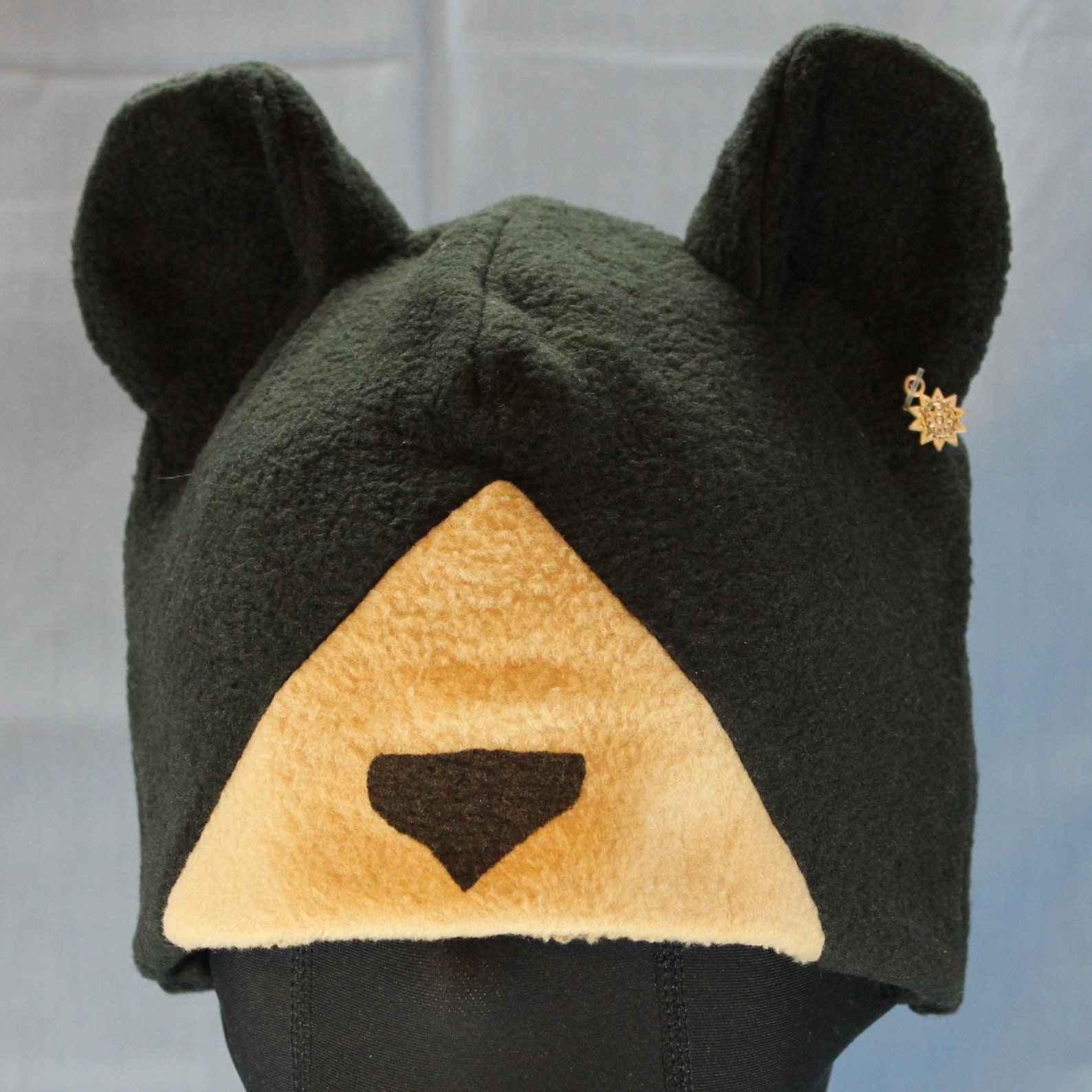 Black Bear Fleece Hat BLACK & TAN | Etsy