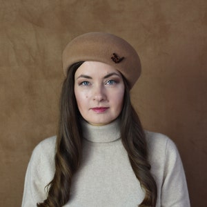 CELINE - Black Beret Hat With Swarovski Beads - Black Beret - Beret Hat - Wool Beret - Beret for ...