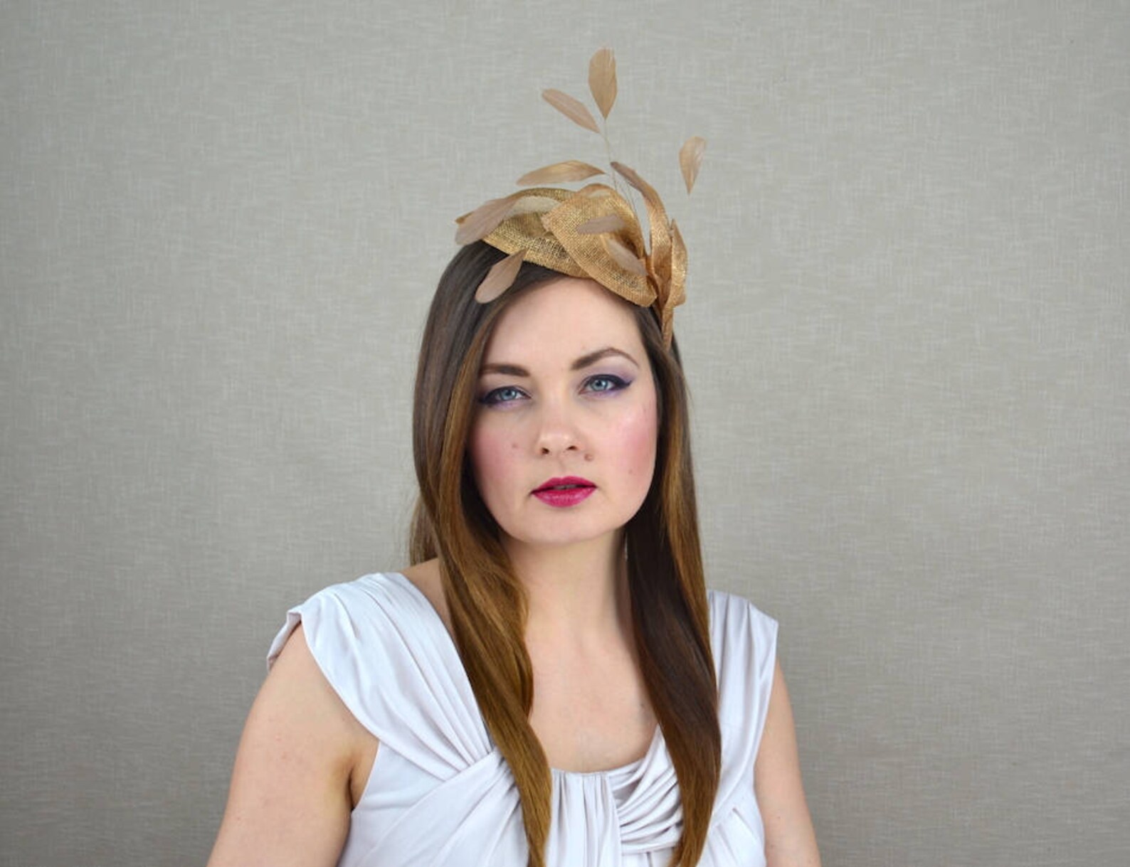 Gold Sinamay and Feather Fascinator Gold Fascinator - Etsy