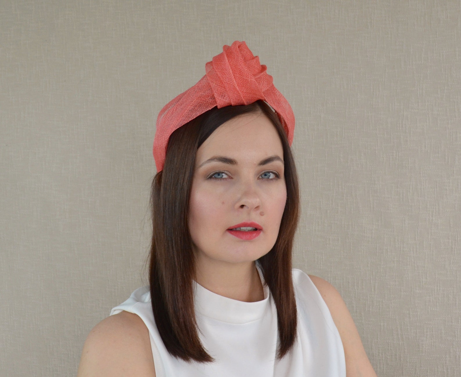 Coral Straw Turban - Orange Turban Headband - Coral Turban - Coral ...
