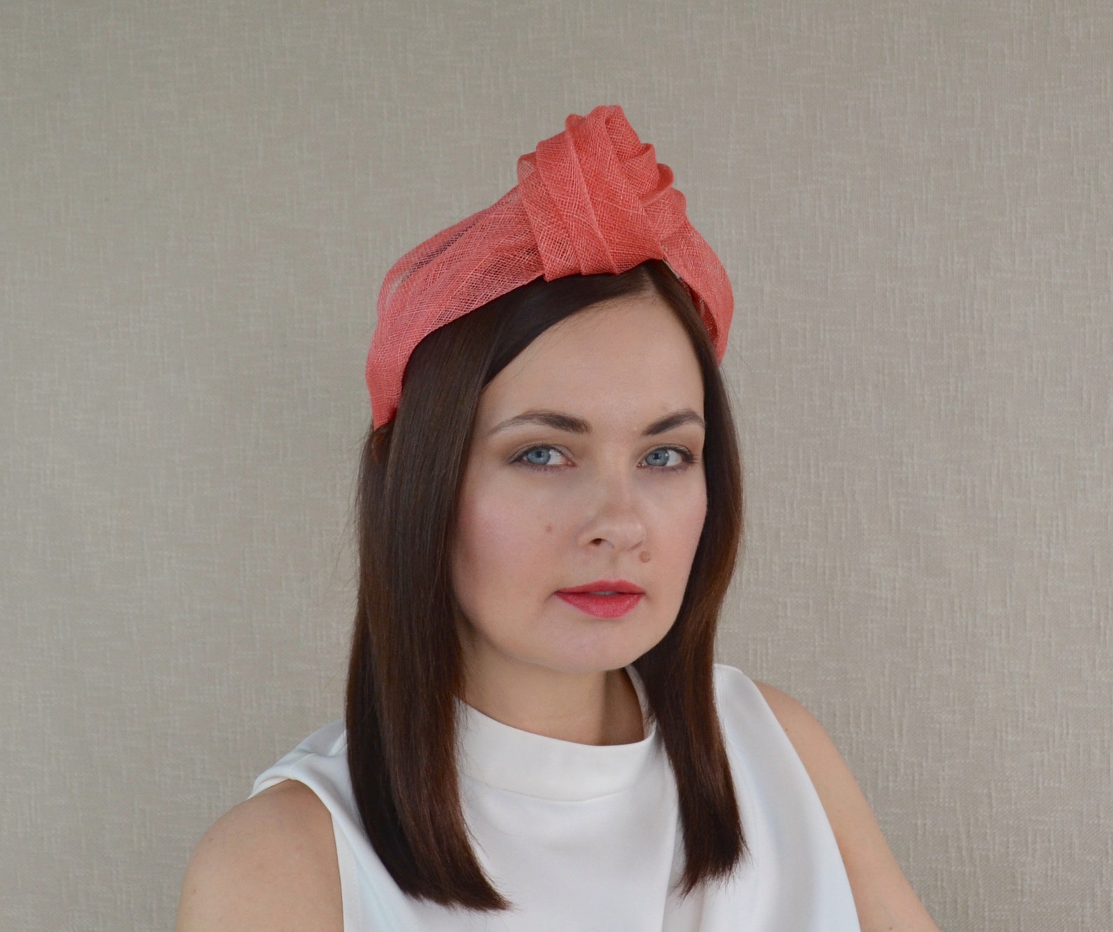 Coral Straw Turban - Orange Turban Headband - Coral Turban - Coral ...