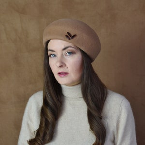 CELINE - Black Beret Hat With Swarovski Beads - Black Beret - Beret Hat - Wool Beret - Beret for ...