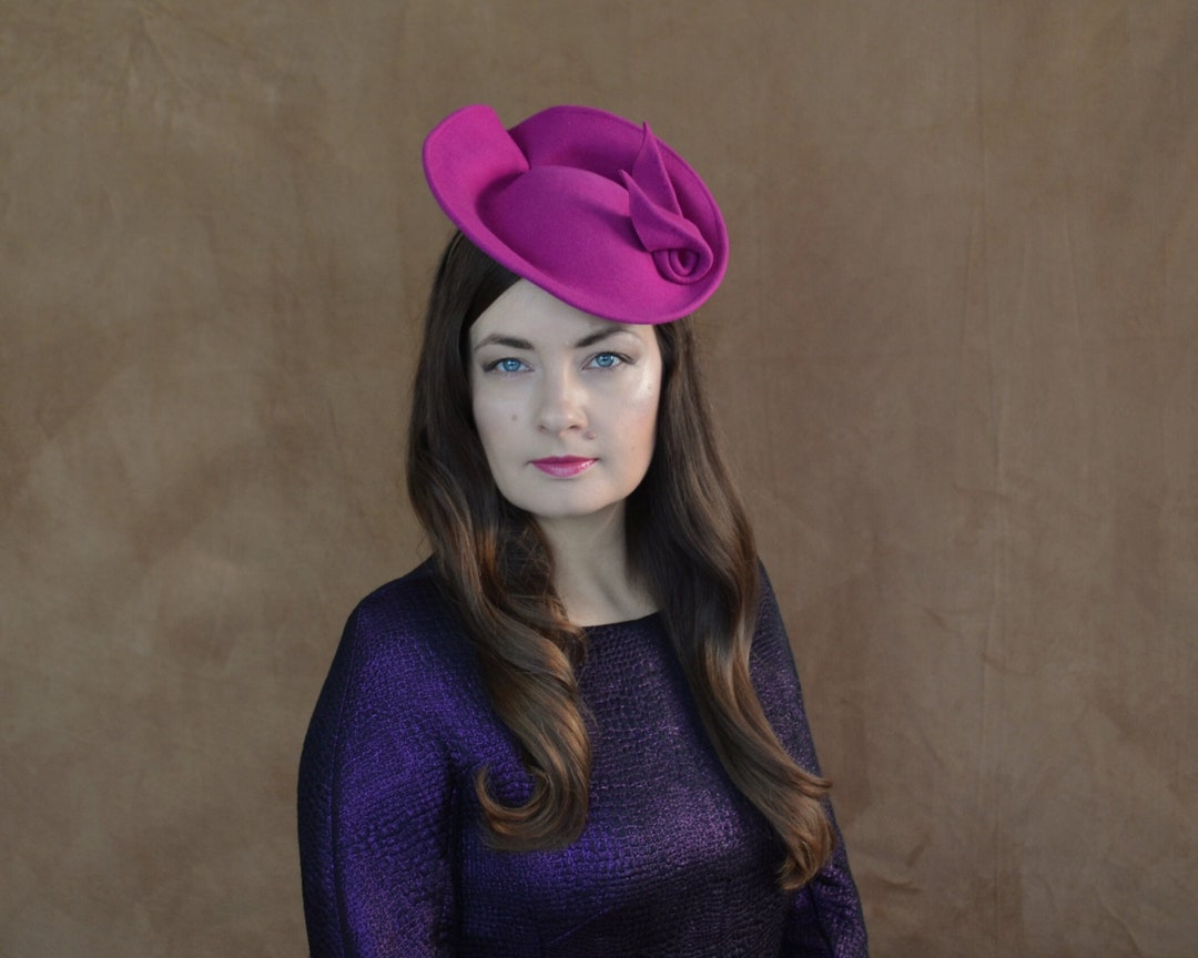 SOLA - Magenta Felt Occasion Hat With Felt Swirl - Magenta Occasion Hat ...