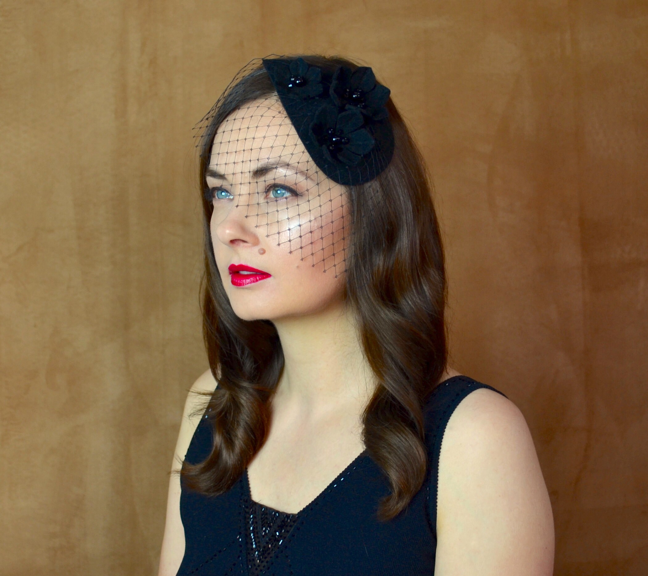 Black Fascinator with Birdcage Veil Black Birdcage Veil | Etsy