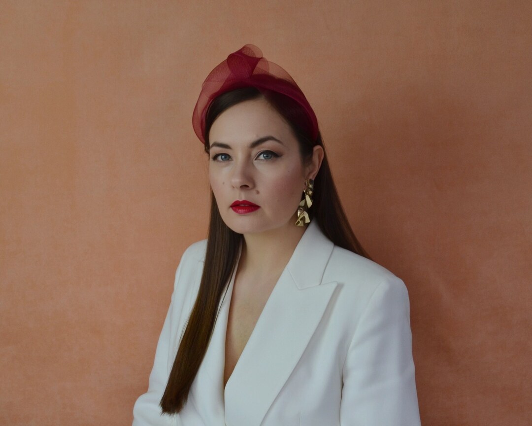 FLAVIA – Burgundy Crinoline Headband - Burgundy Headband - Burgundy ...