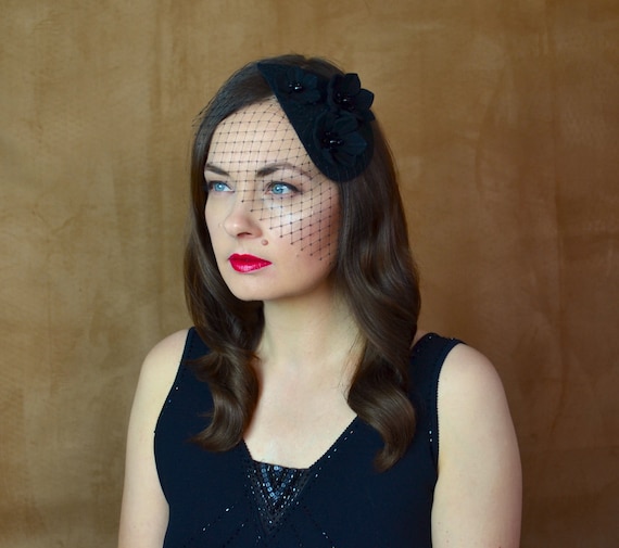Black Birdcage Veil Hat