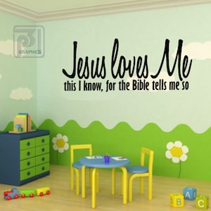 Jesus Loves Me - Vinyl Wall Decal, Bible Verse Quote, Christian ...