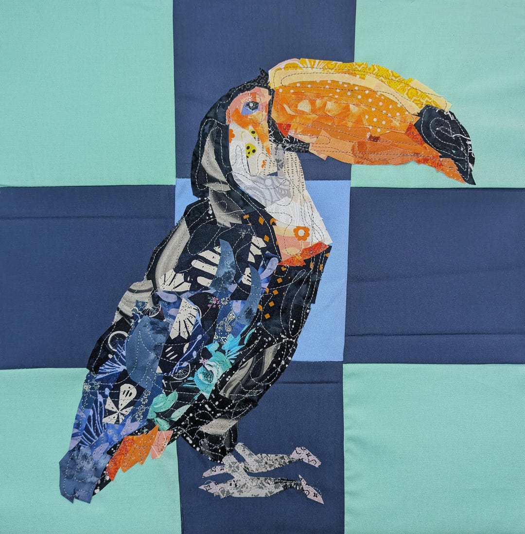 Toucan Quilt Collage Block - Downloadable Mini Quilt Pattern - Etsy