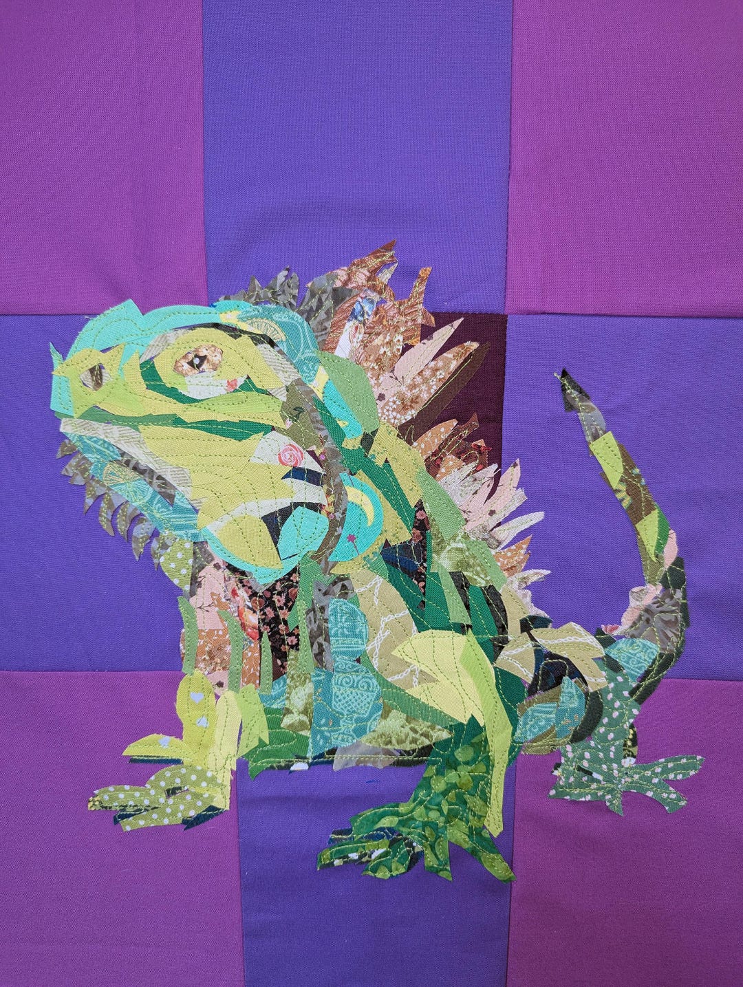 Lizard Quilt Collage Block - Downloadable Mini Quilt Pattern - Etsy