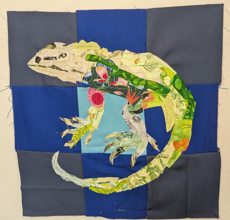 Gecko Quilt Collage Block - Downloadable Mini Quilt Pattern - Etsy