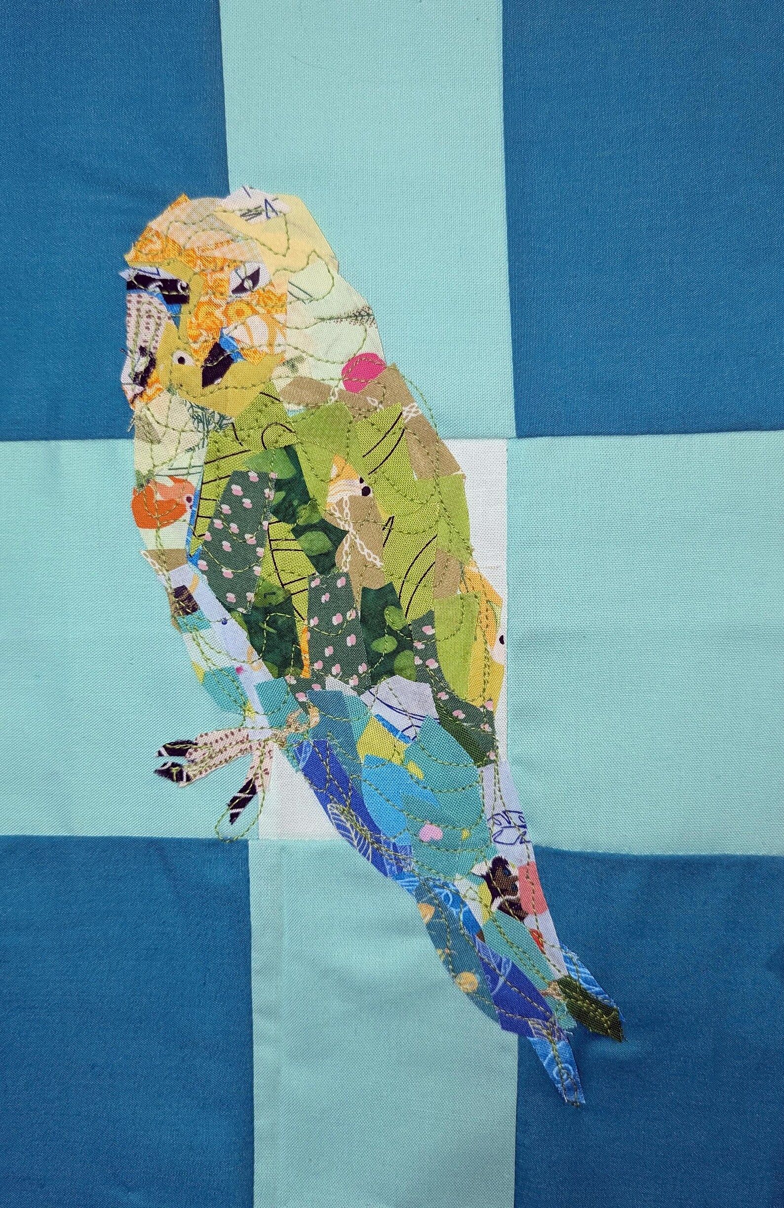 Parakeet Quilt Collage Block - Downloadable Mini Quilt Pattern - Etsy