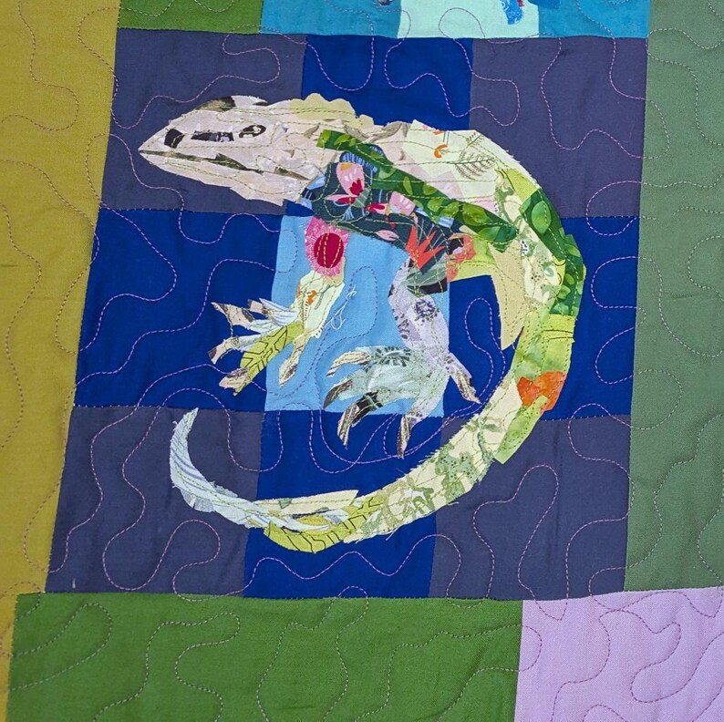 Gecko Quilt Collage Block - Downloadable Mini Quilt Pattern - Etsy