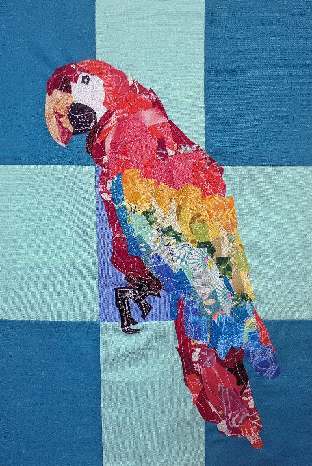 Parrot Quilt Collage Block - Downloadable Mini Quilt Pattern - Etsy