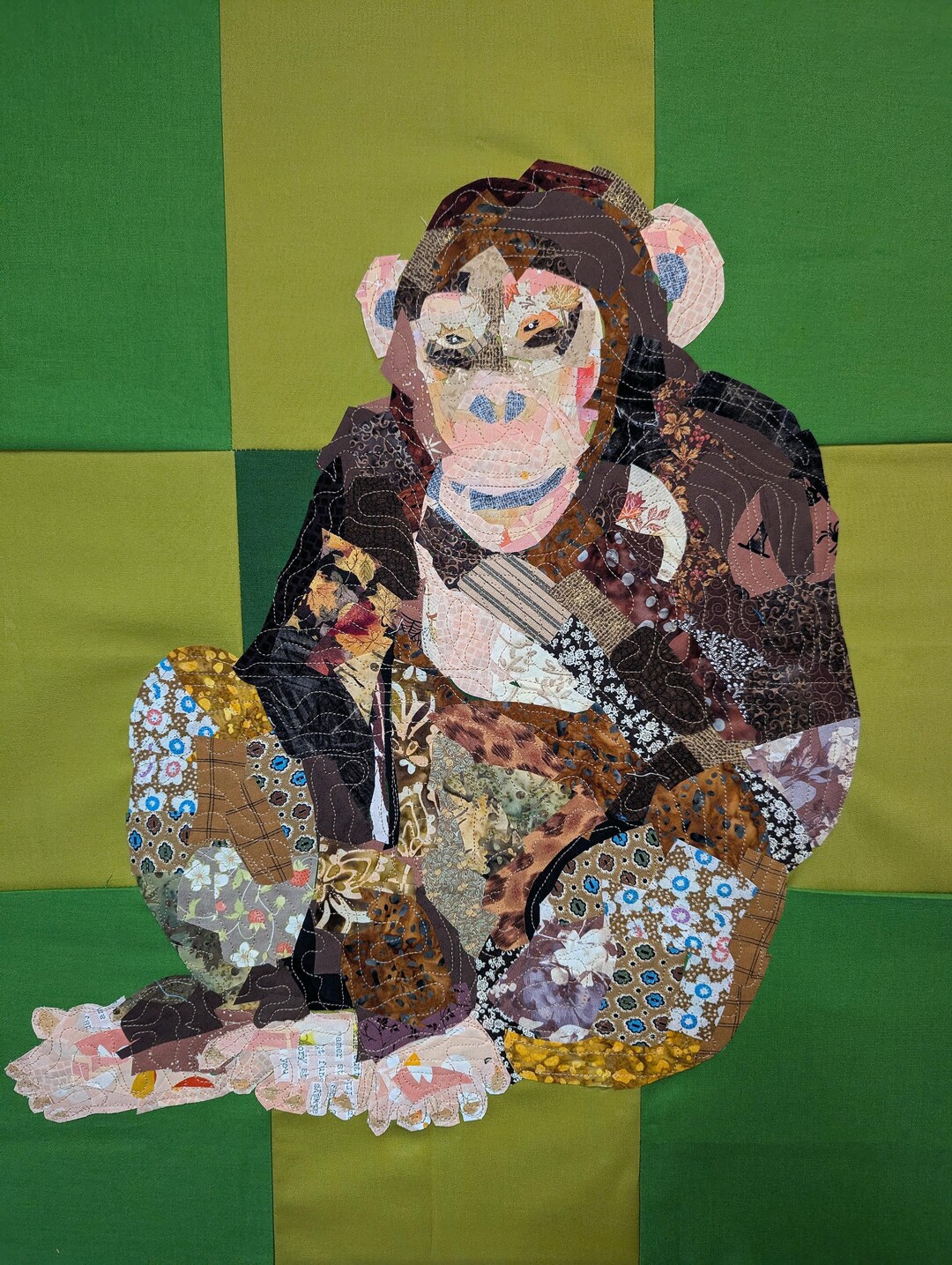 Chimpanzee Quilt Collage Block - Downloadable Mini Quilt Pattern - Etsy