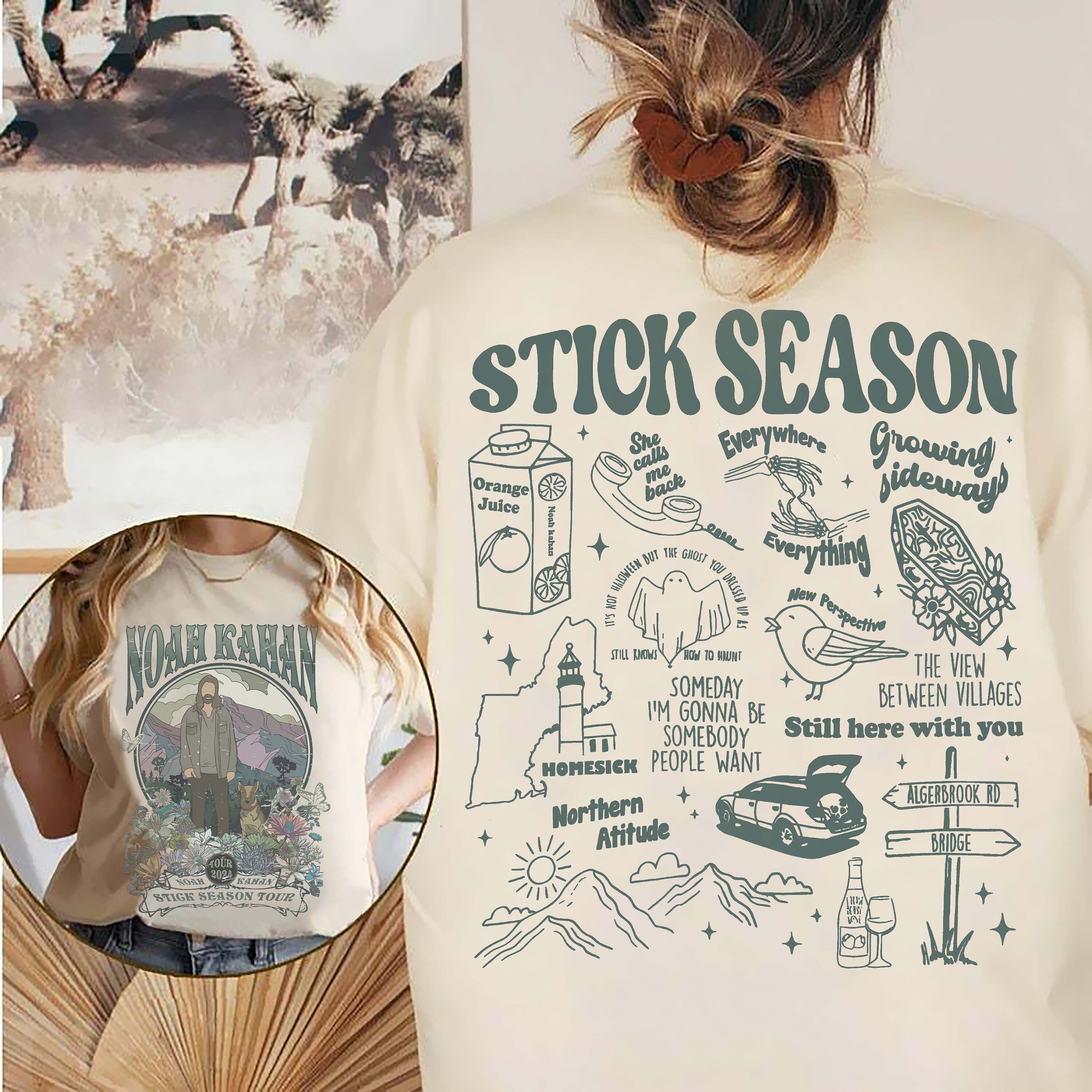 Vintage Stick Season 2024 Noah Kahan Merch, Country Music Tour Shirt ...