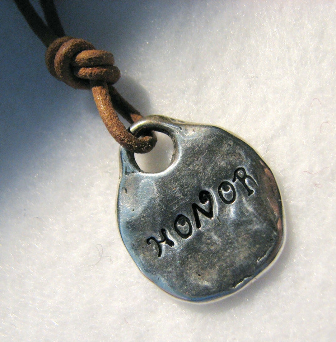 Retired Vintage JES MAHARRY "honor" Necklace -- Sterling on Leather ...