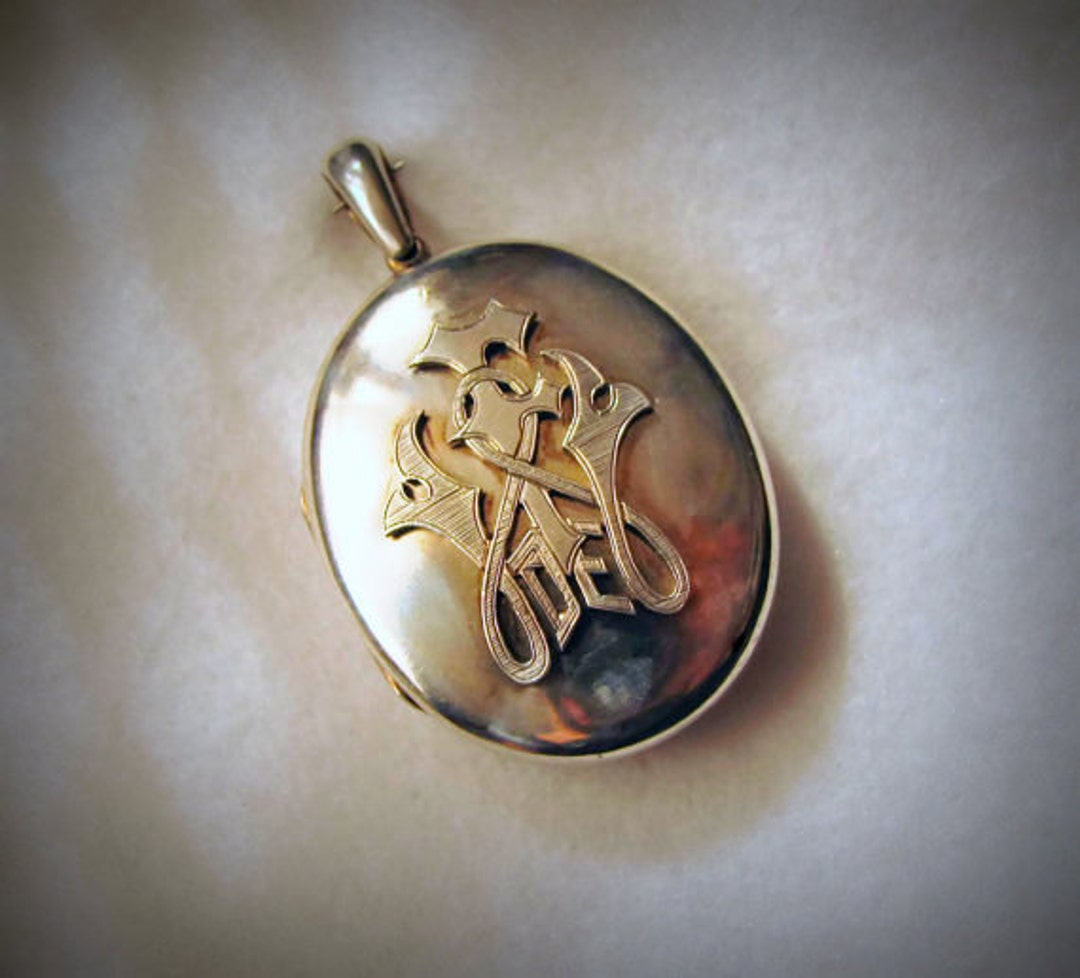 VICTORIAN Monogrammed Locket -- 18.7 Grams of Sterling Silver, 2" Long ...