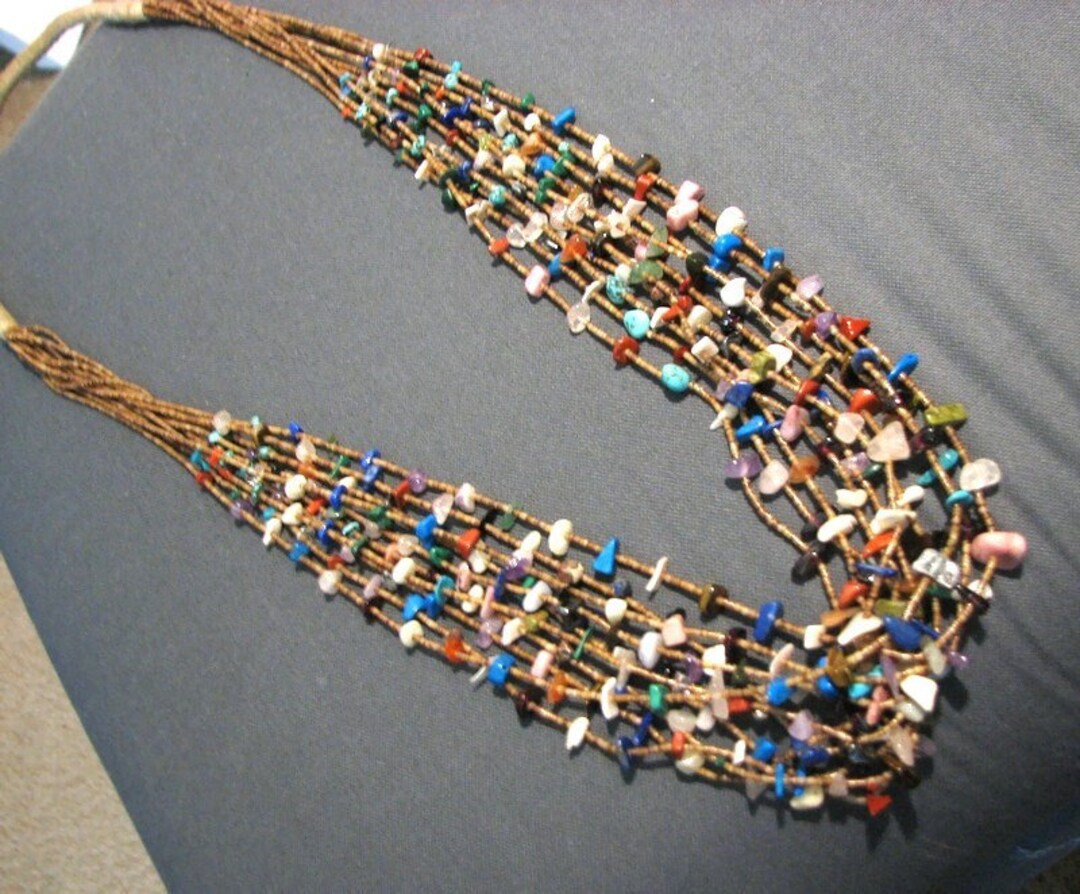 RARE Vintage 10 Strand SANTO Domingo/kewa Beaded Necklace -- Multi Semi ...