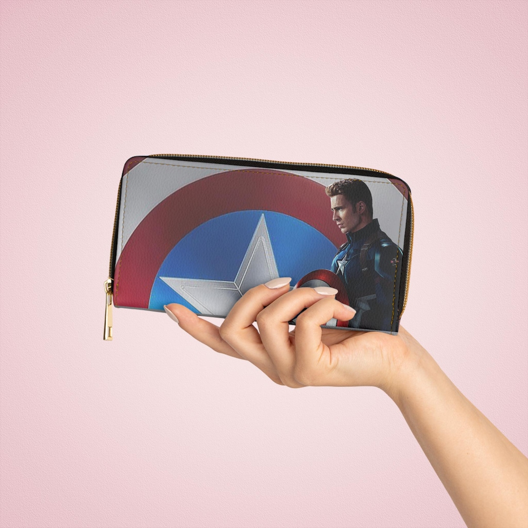 Captain America Steve Rogers Shield Zipper Wallet | Superhero Portrait ...