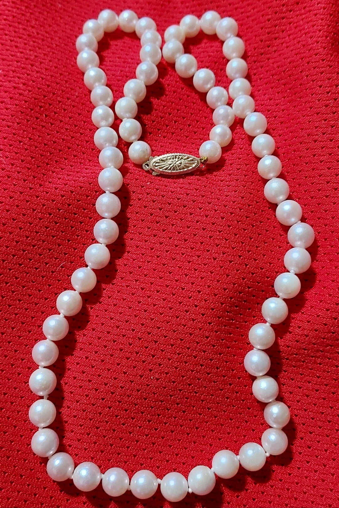Vintage Knotted Real Pearl Necklace With 14K Clasp 16 Inches - Etsy