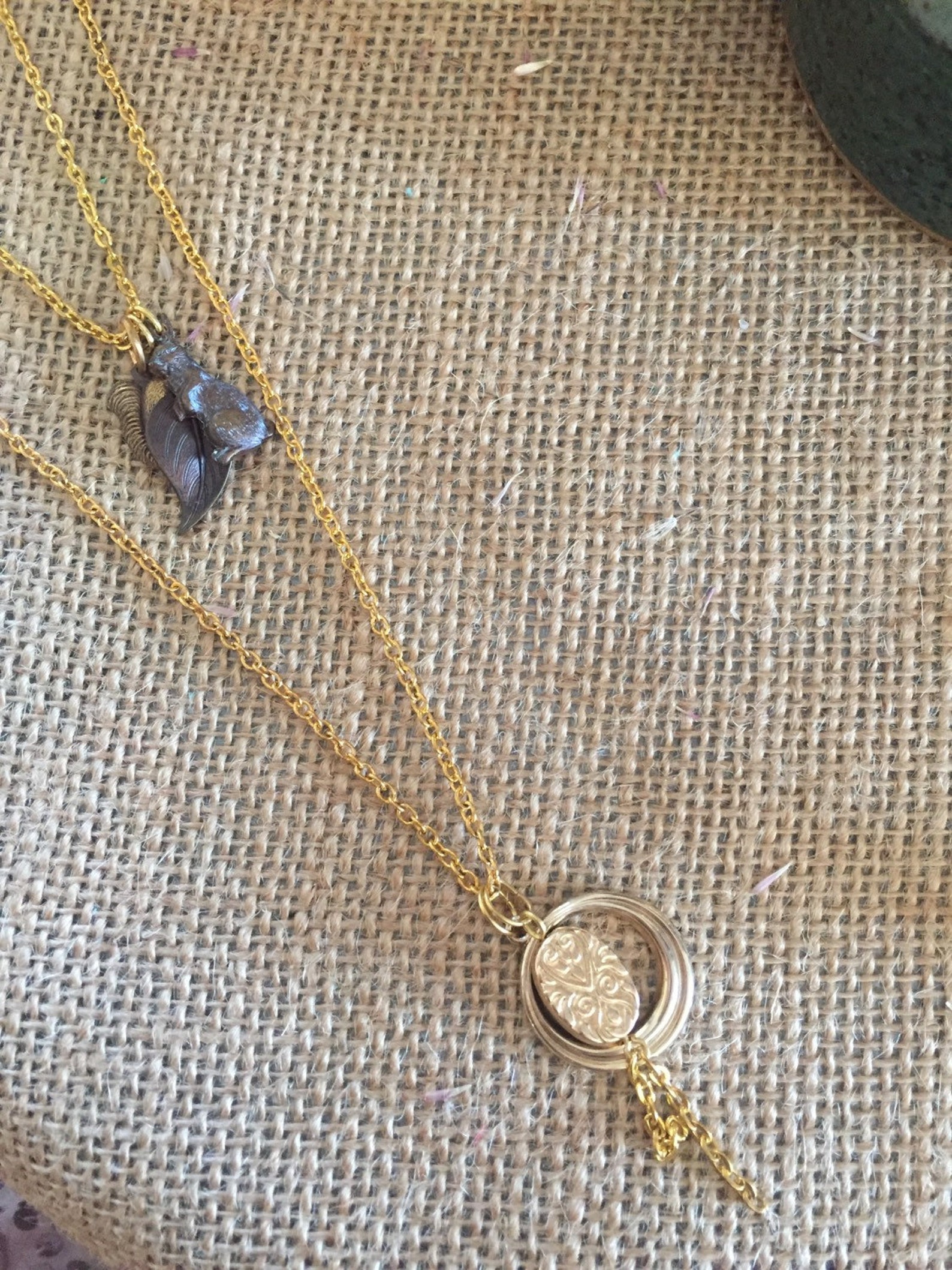 Gold Two Tiered Nature Charm Necklace - Etsy