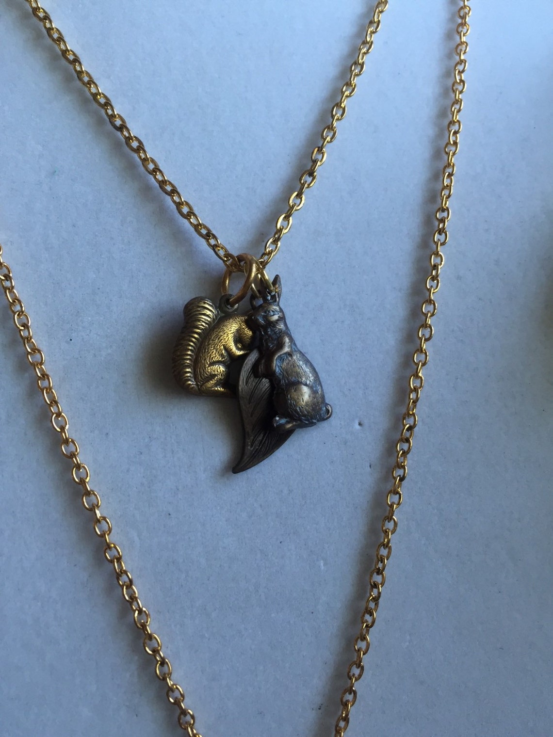 Gold Two Tiered Nature Charm Necklace - Etsy