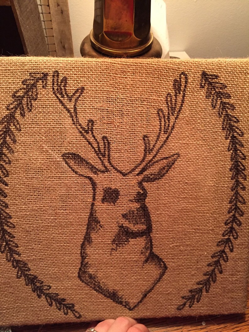 Rustic Burlap Deer Drawing - Etsy
