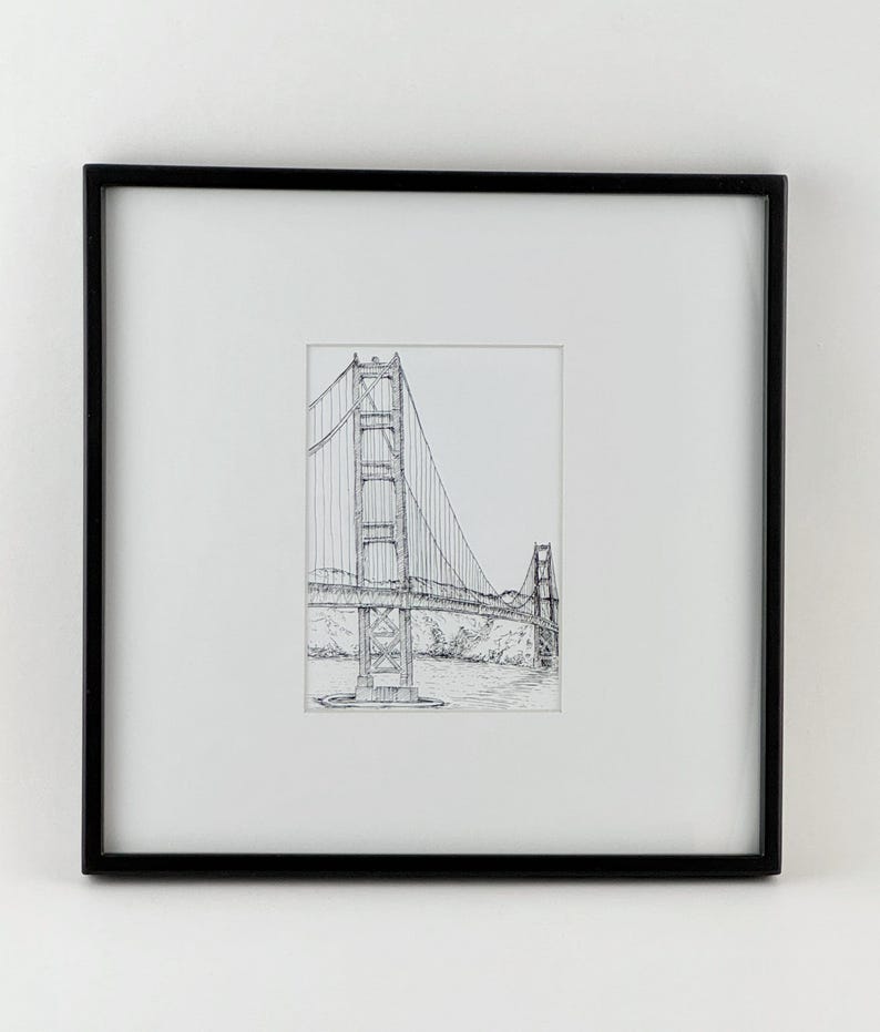 Golden Gate Bridge Pen and Ink Drawing San Francisco - Etsy