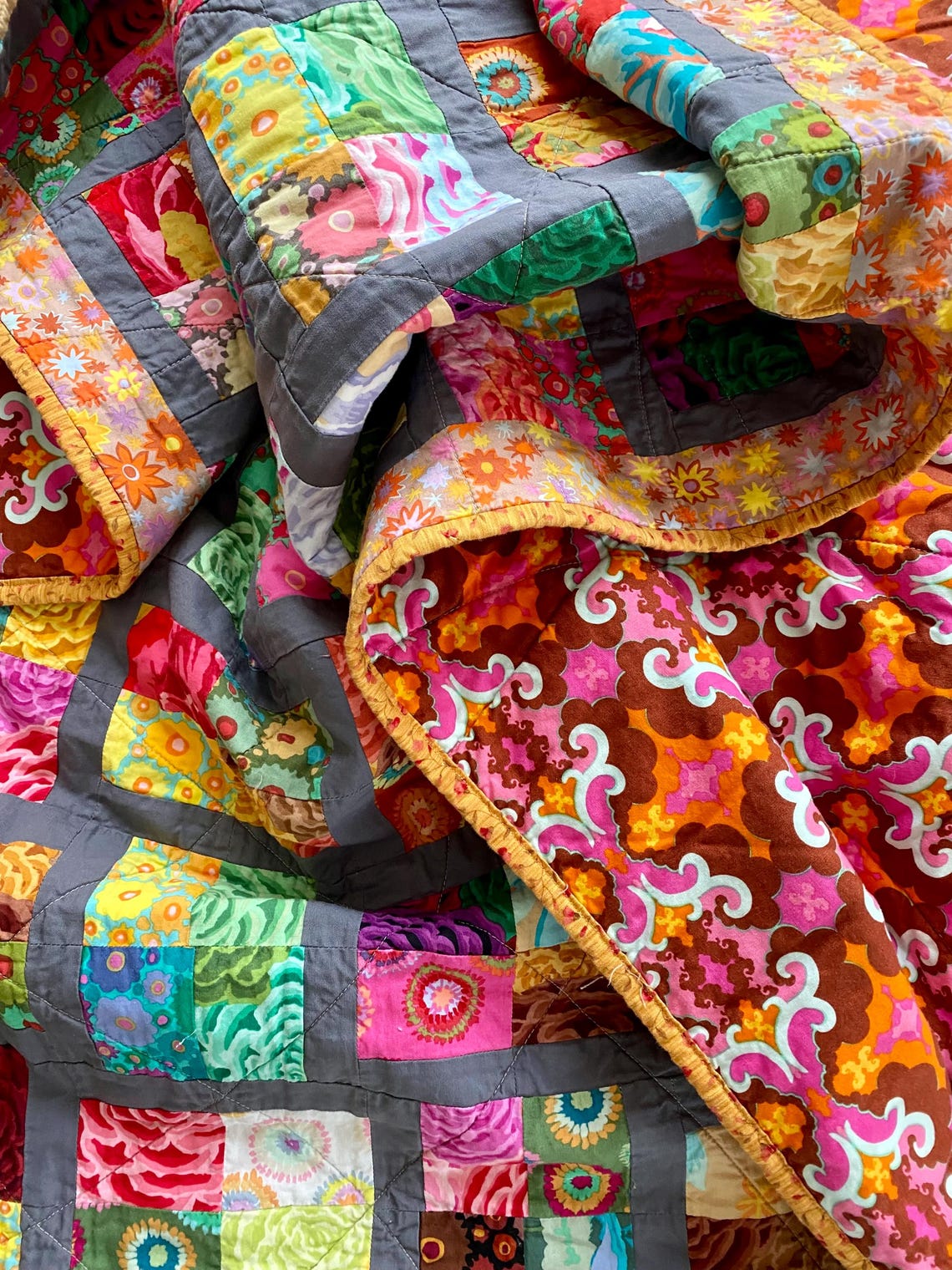 Quilt Featuring Kaffe Fassett Fabric, Colorful Quilt, Couch Throw, Bed ...