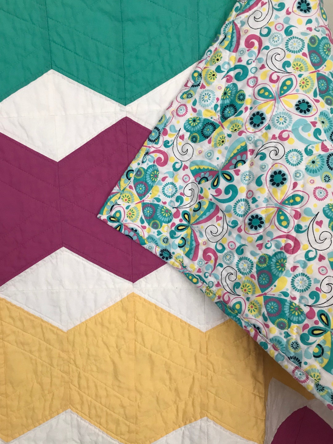 Toddler Quilt Colorful Girl Quilt Crib Blanket Modern - Etsy