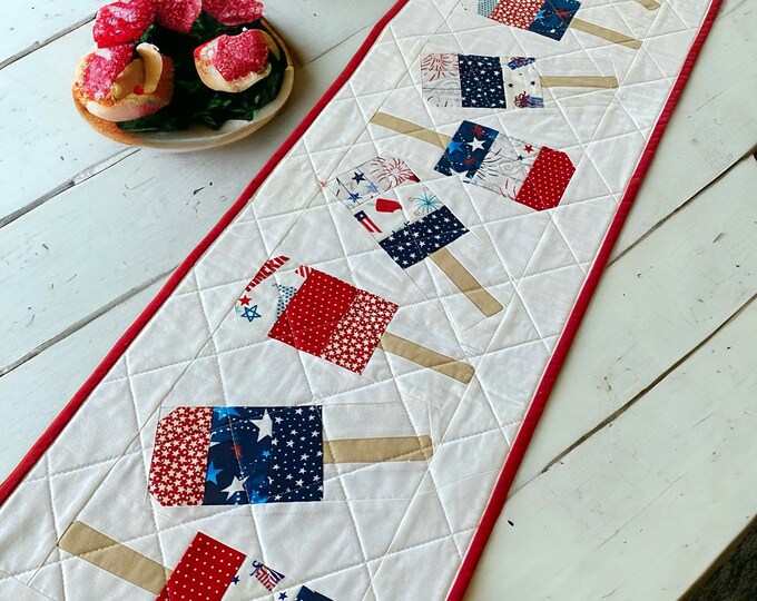 Summer Table Runner, Red White and Blue Runner, Summer Table Decor ...