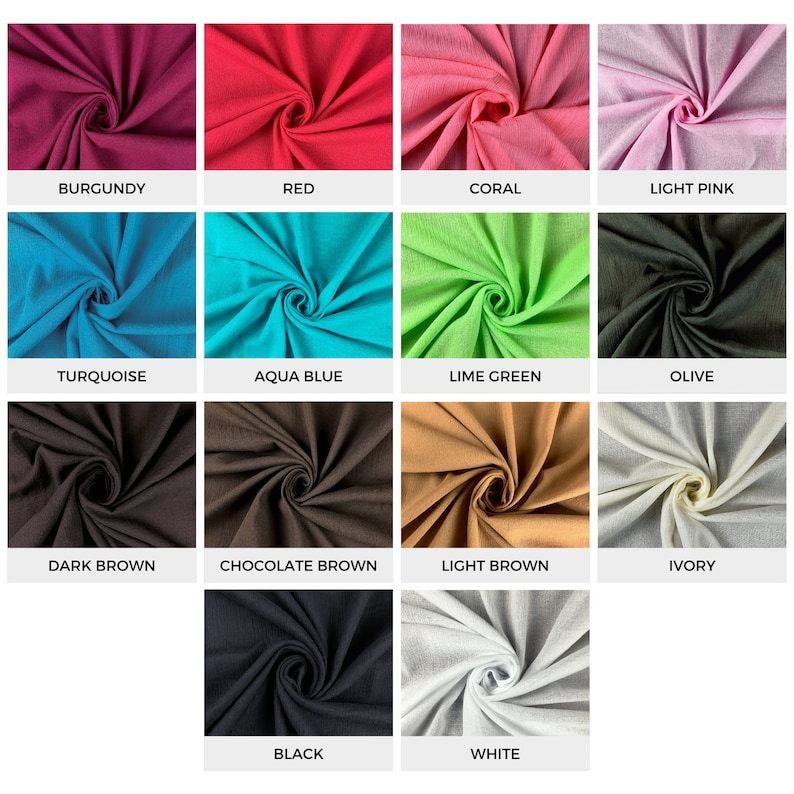 Assorted Colors Cotton Gauze Fabric | 48" Wide X Sold by Yard ...