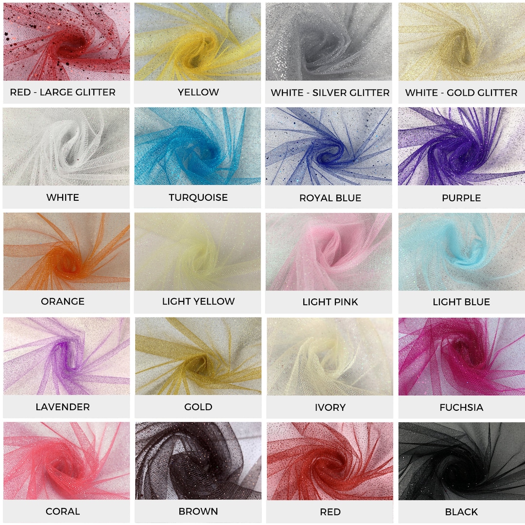 Assorted Colors Polyester Glitter Tulle Fabric | 58'' Wide X Sold by ...