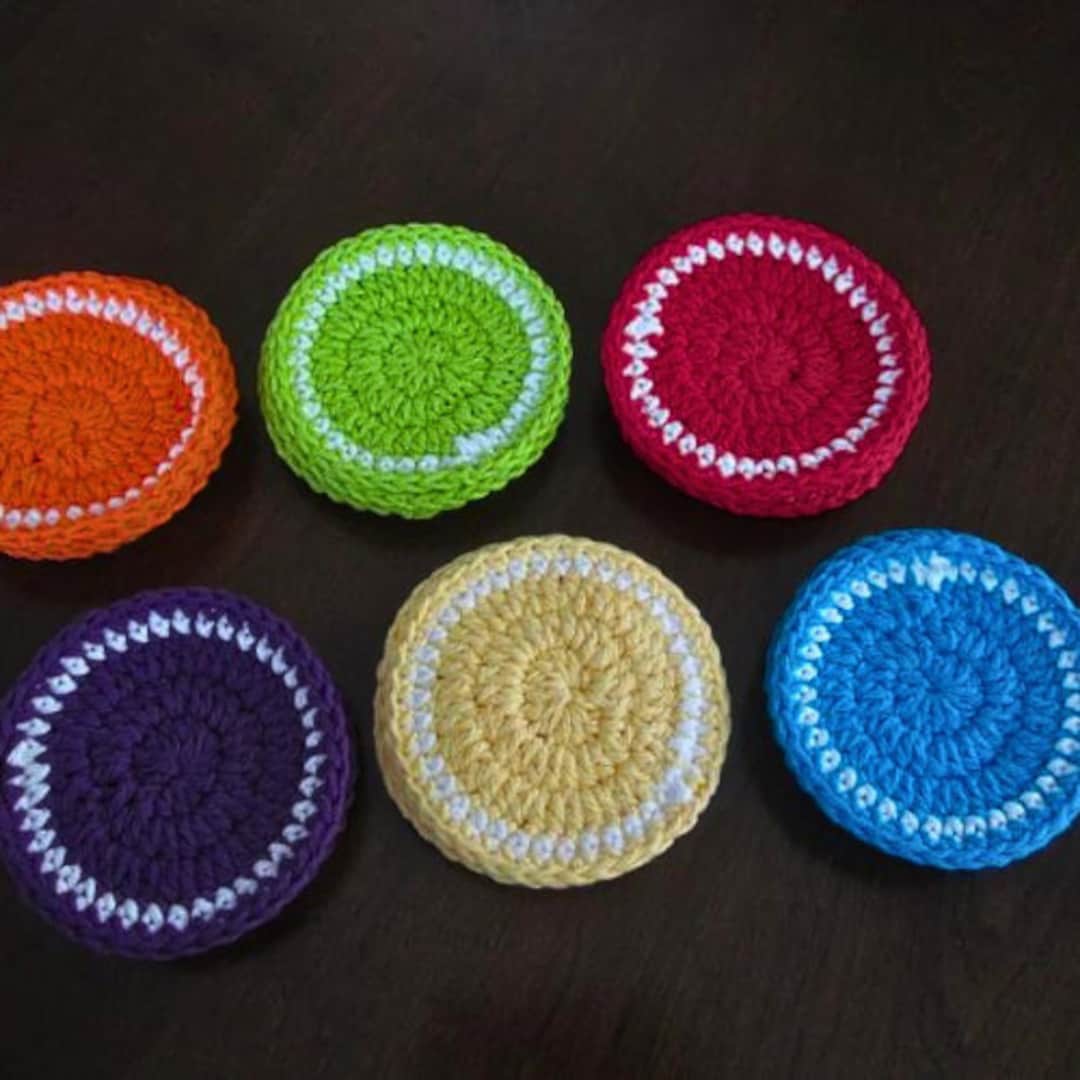 Rainbow Coasters, Crochet Coasters, Colored Coasters, Gift for Her ...