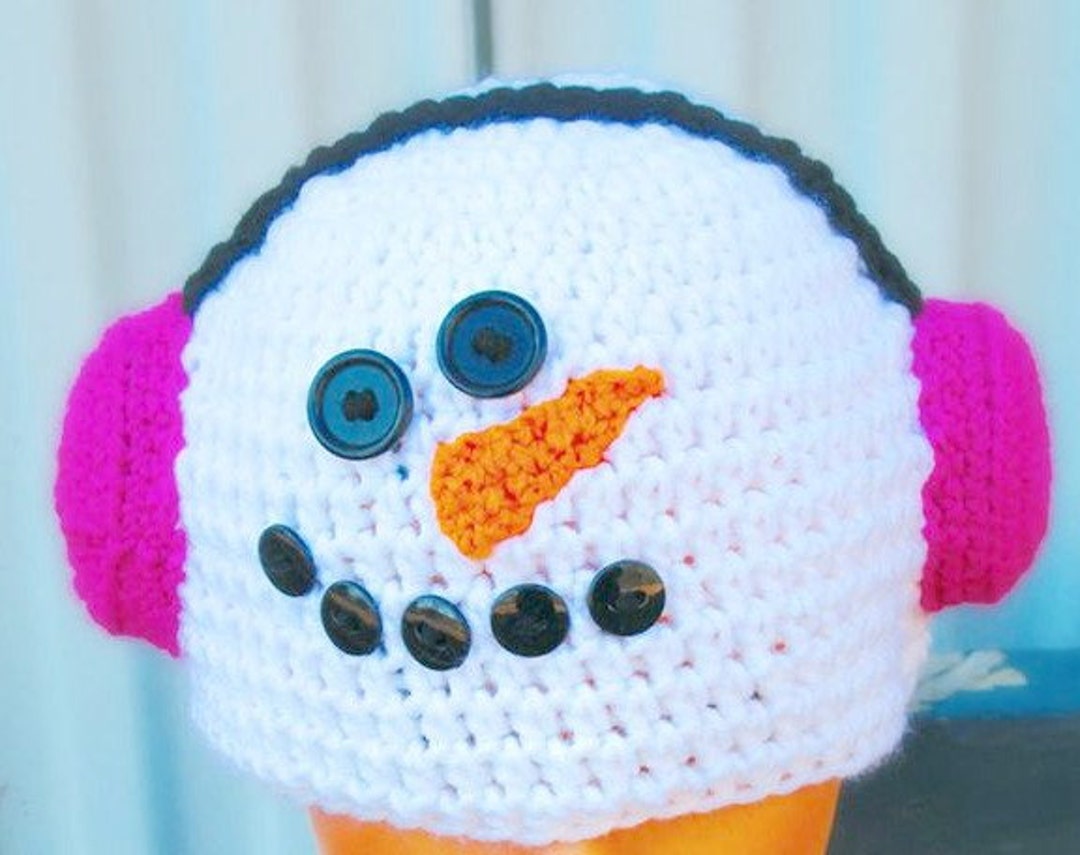 Snowman Beanie With Earmuffs,snowman Beanie,crochet Snowman,snowman ...