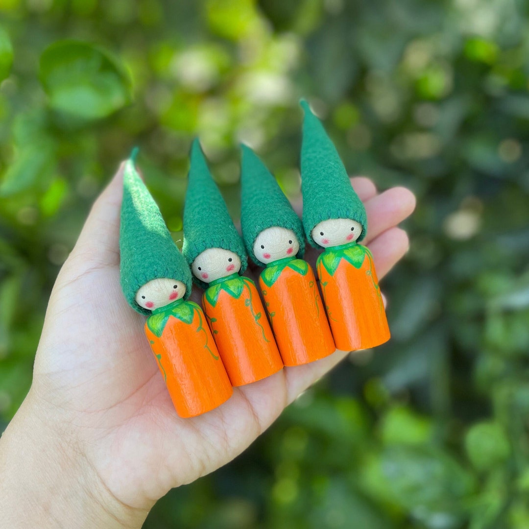 Waldorf/montessori Inspired Pumpkin Gnome Peg Doll - Standard Size - Etsy