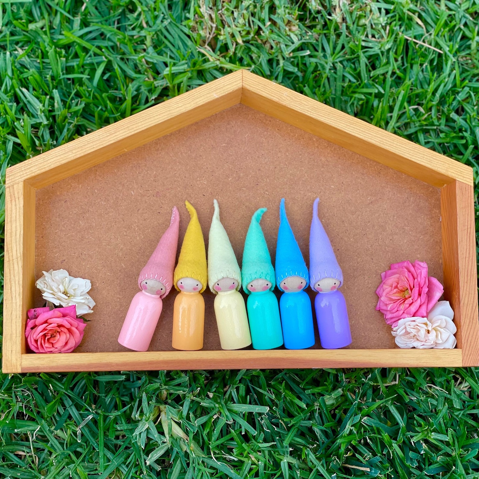 Enchanting Waldorf and Montessori Inspired Pastel Rainbow Wooden Gnomes ...