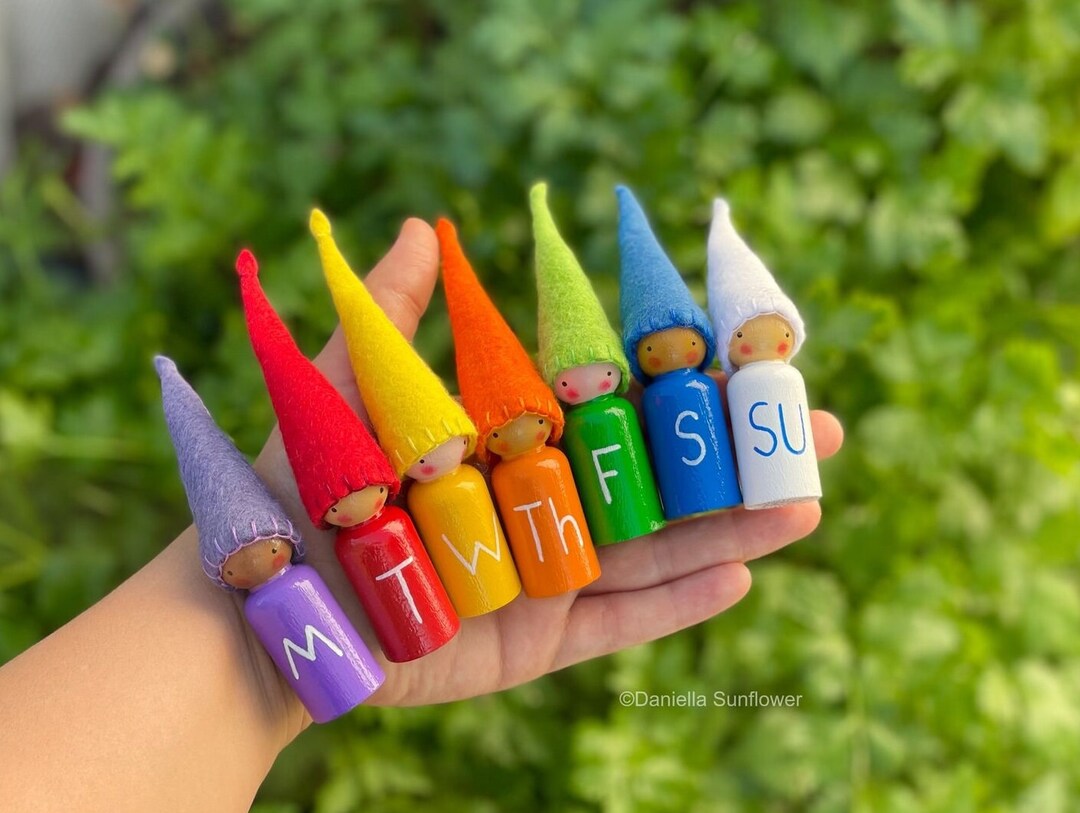 Waldorf Inspired Days of the Week Gnomes Set monday, Tuesday, Wednesday ...