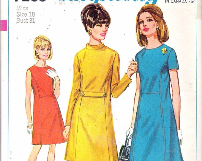 Vintage 1967 Simplicity 7293 Mod Dress Sewing Pattern Size 10 - Etsy